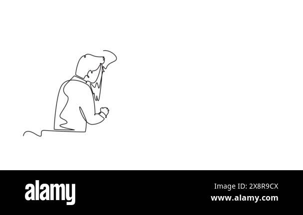 Self drawing animation of single line draw young startup founders ...