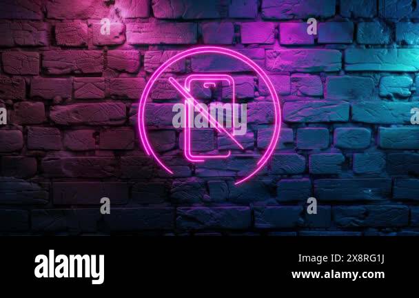 Video footage of Pink glowing No smartphone, turn off mobile Icon neon ...