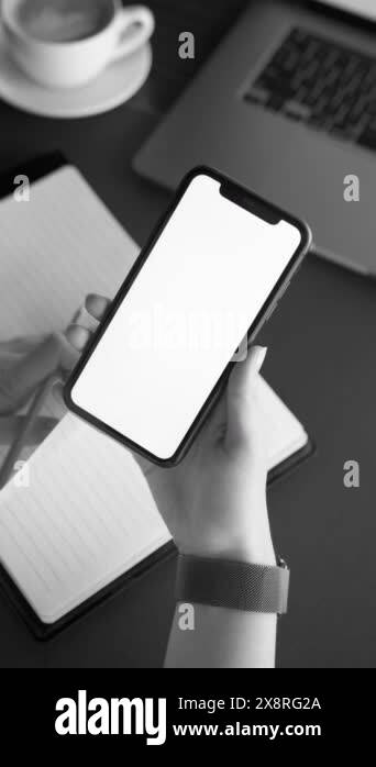 Phone blank screen template video, smartphone white screen mock-up ...