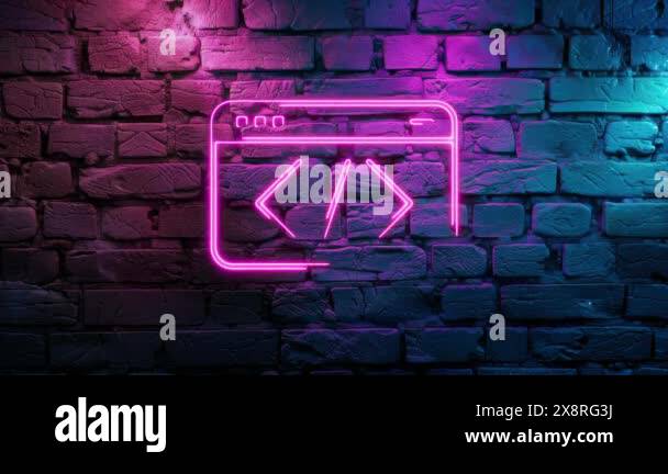 Video footage of Pink glowing Programming, Software Development Icon ...