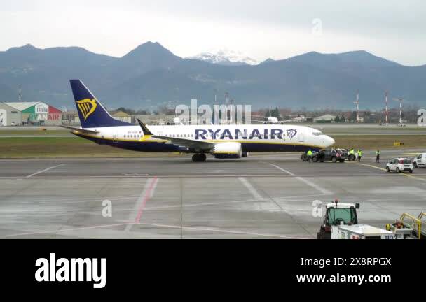 Italy , Milan April 05,22,2024 - Ryanair airplane company , low cost ...