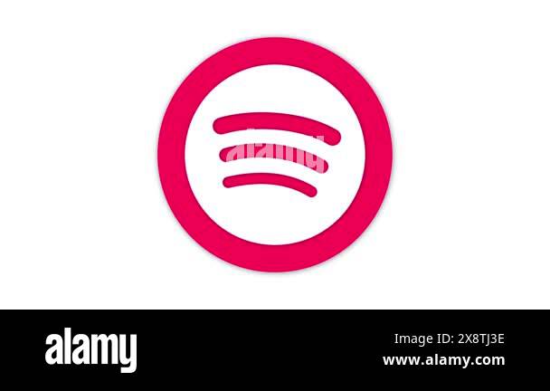 A red and white circular logo with three curved lines in the center ...