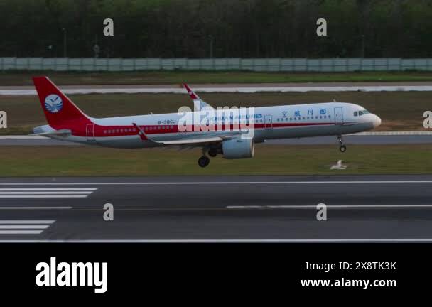 PHUKET, THAILAND - FEBRUARY 19, 2023: Side view, passenger plane Airbus ...