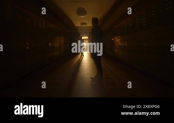 Two People Meeting In Dark Room Handing Over Money in Suspicious ...