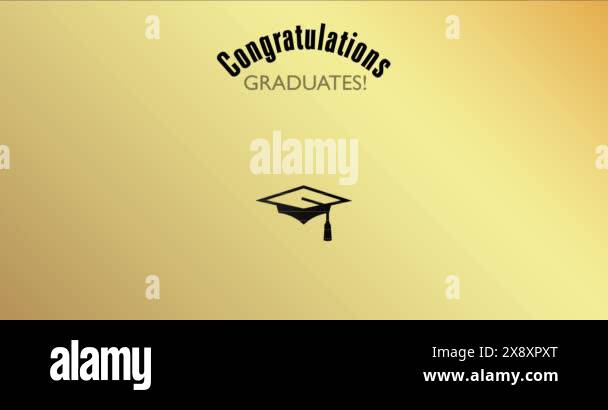 Black and gold Graduation animation. Vintage party invitation ...