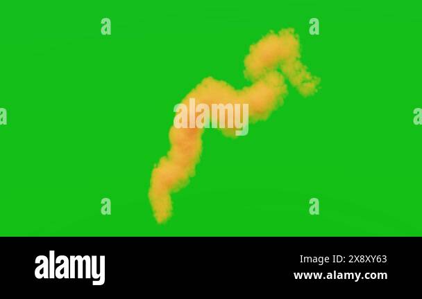 Orange Color Smoke Floating in the Air on Green Screen Chroma key 3D ...