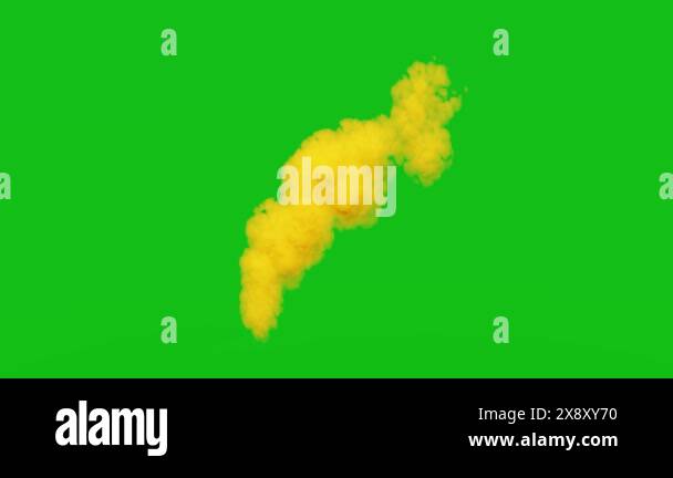 Yellow Smoke Floating in the Air on Green Screen Chroma key 3D ...