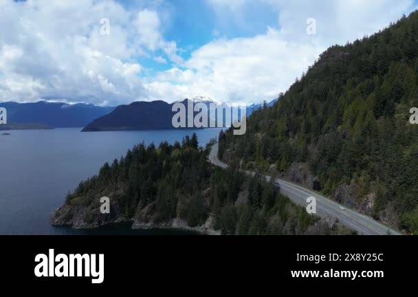 Scenic Highway on the Coast near Squamish, Howe Sound. Trees, Mountain ...