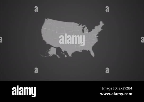 Indiana on USA map red outline shape blinking animation. High quality ...