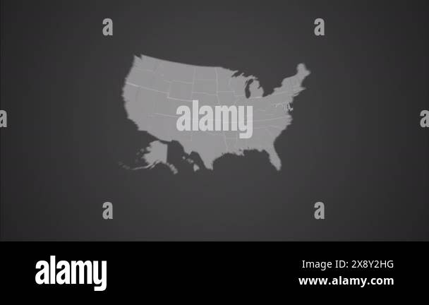 Virginia on USA map red outline shape blinking animation. High quality ...