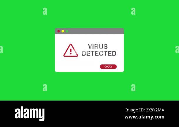 Computer virus digital technology error animation on green screen ...