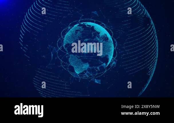 Global Technology. 3d Earth Digital Connected Network Background ...