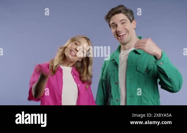 Couple Showing - Hey You, Come Here. Man Woman Ask Join them, beckons ...