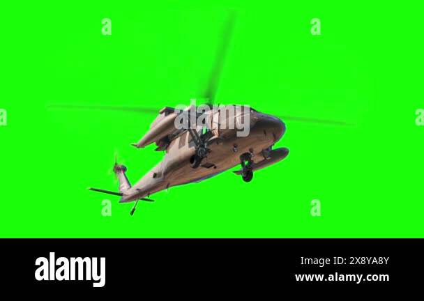 Military Helicopter Black Hawk uh-60 Down Green Screen 3D Rendering ...