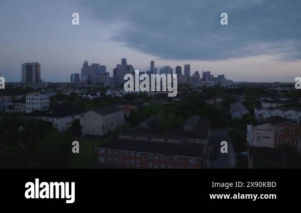 Houstons skyline view as it evolves early in the morning before the sun ...