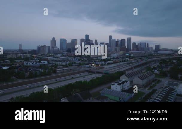 Houston skyline at dusk from above, highlighting the citys mix of ...