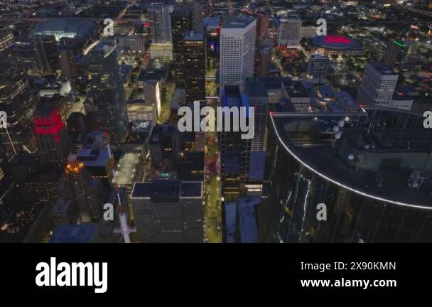 Breathtaking view of downtown Houston at night, capturing the vibrant ...
