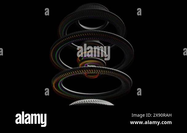 4D, and 3D visuals were moving rotating glowing gears chain, and ...