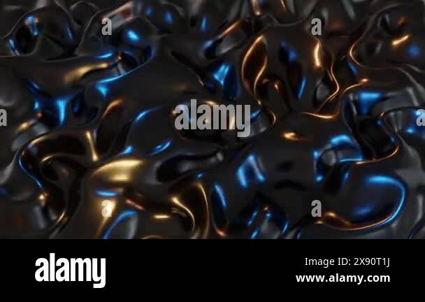 Black sticky fluid moving in a seamless loop motion under yellow and ...