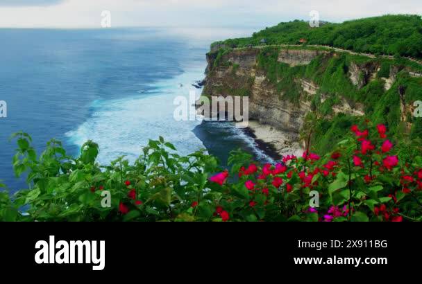 Sheer cliffs on the Indian Ocean in Uluwatu Hindu Temple Pura Bali ...