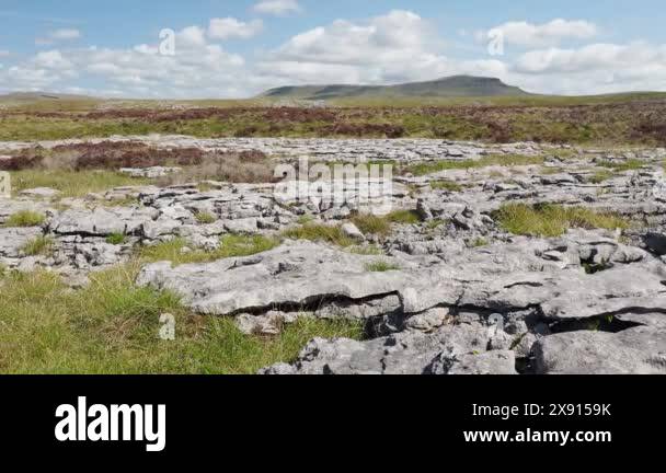 Limestone pavement above Crummackdale on the slopes of Ingleborough ...