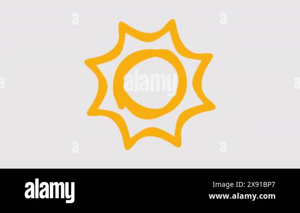 Graphic animation of a child's drawing of a sun. Alpha channel ...