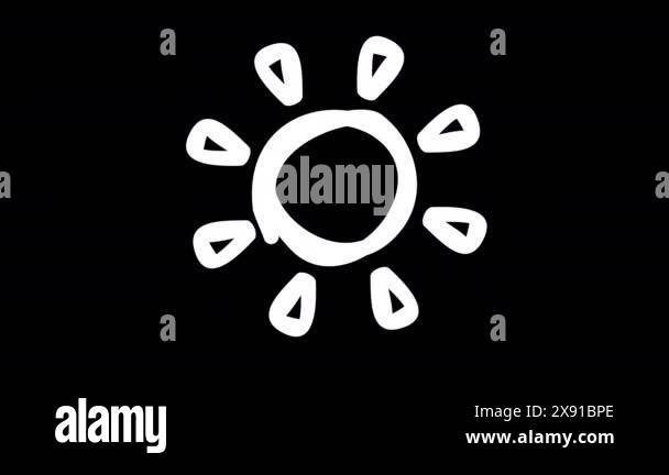 Graphic animation of a child's drawing of a sun. Alpha channel ...