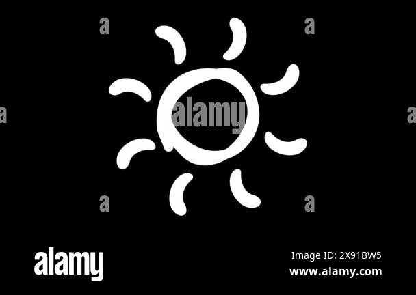 Graphic animation of a child's drawing of a sun. Alpha channel ...