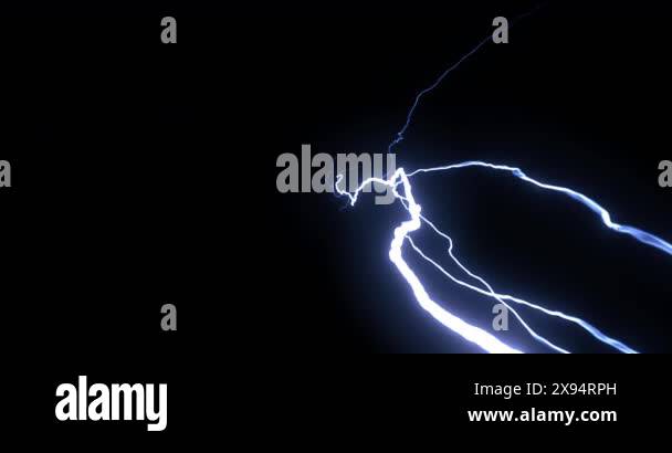 4k repeating electric arcs. Blue Lightning flash Thunderbolt isolated ...