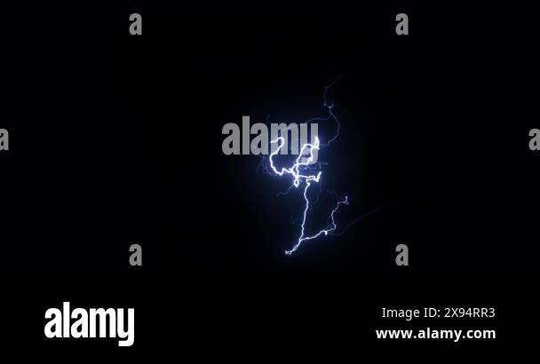4k repeating electric arcs. Blue Lightning flash Thunderbolt isolated ...