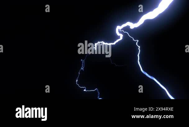 4k repeating electric arcs. Blue Lightning flash Thunderbolt isolated ...