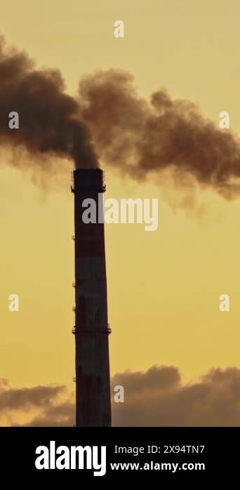 Air pollution. Grey smoke from pipes of metallurgy plant. Toxic ...
