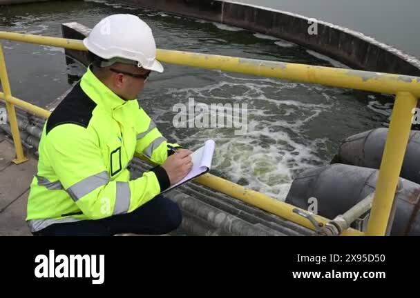 Water supply engineering working at Water recycling plant for reuse ...