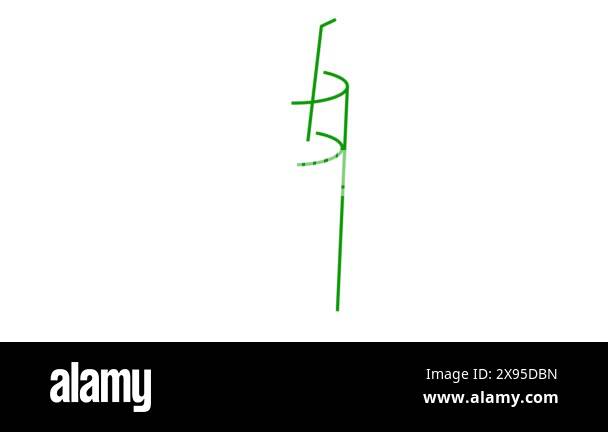 Animated green line glass of cocktail is drawn. Linear symbol of drink ...
