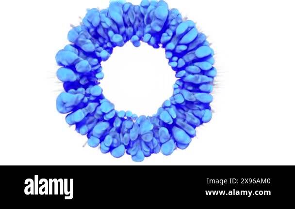 Frames from a high-definition animation showing blue ink diffusion in ...