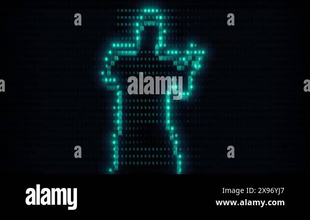 VJ dancer made from binary Ascii digits data in 4K resolution Stock ...