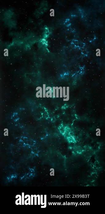 Vertical Space Blue and Green with Stars 4K Loop features a view of space with blue and green ...