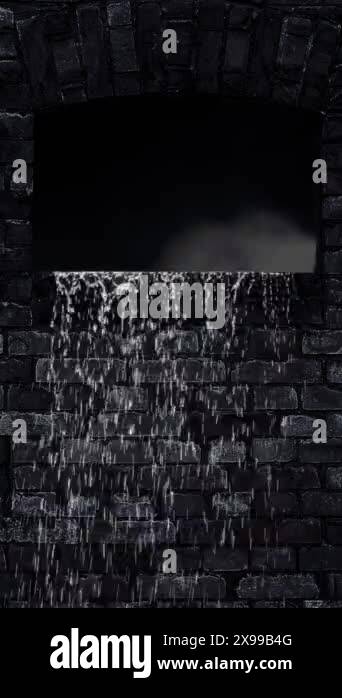 Vertical Rock Wall with Water Dripping out of Window 4K Loop features a ...