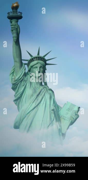 Vertical Statue of Liberty Above the Clouds 4K Loop features the Statue ...