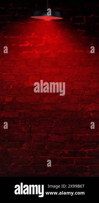 Vertical Red Light Brick Wall with Fog 4K Loop features a brick wall ...