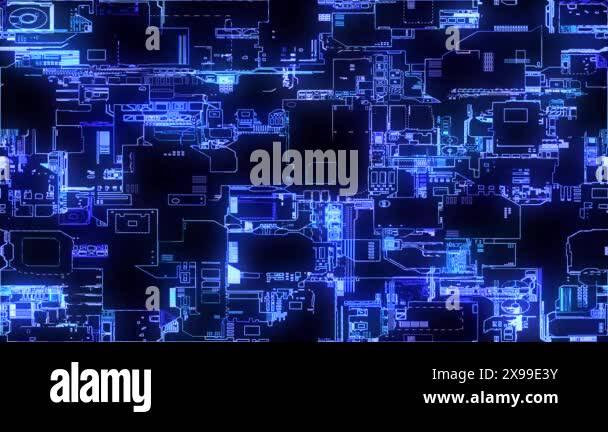 Printed circuit board. Visualization of advanced technology concept: PCB processor microchip ...