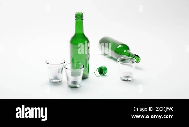 3d render of isolated studio korean soju bottle alcohol beverage and ...