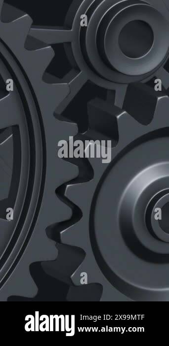 A close-up perspective showcases a series of rotating interlocking ...