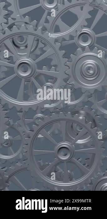 A close-up perspective showcases a series of rotating interlocking ...