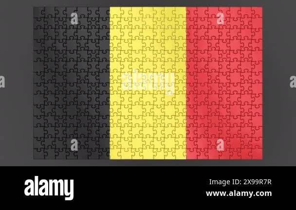 Animation of a Belgium flag falling onto the surface, assembled from a ...