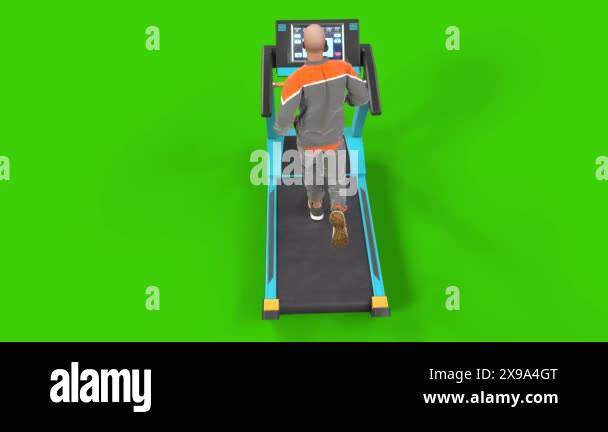 Athletic Man Green Screen Running on a Treadmill Top 3D Animation ...