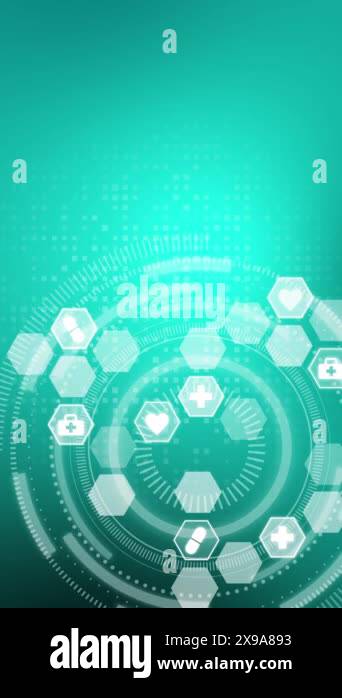 Scientific medical healthcare background with digital icons in hexagons ...