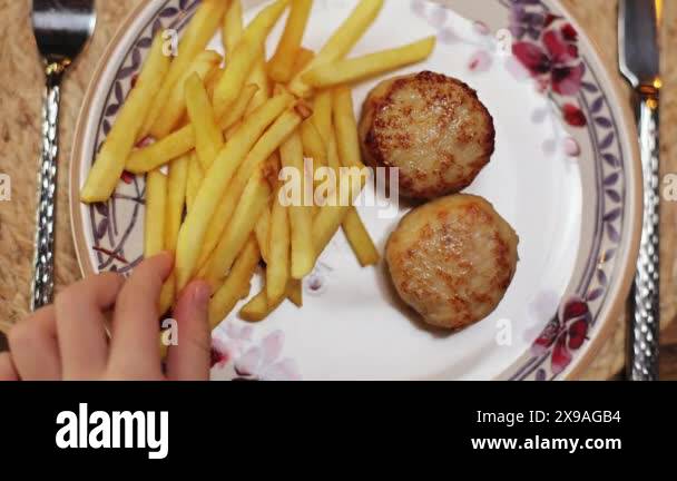 Chicken cutlets french fries Stock Videos & Footage - HD and 4K Video ...