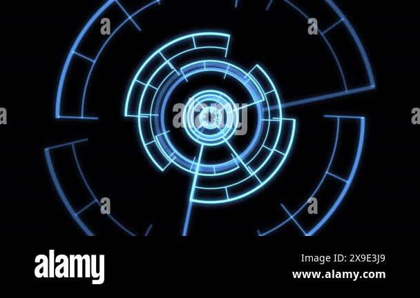 VJ Loop Circle Radial Geometric Patterns Blinking Blue Animation Stock ...