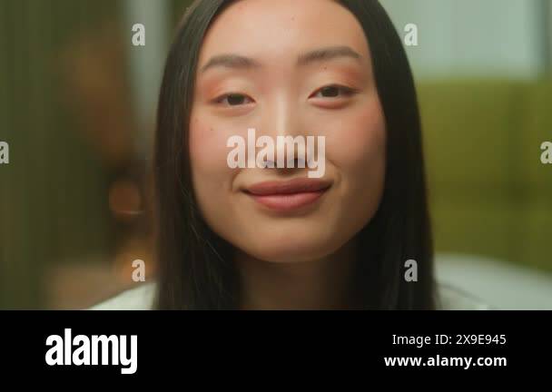 Close up face portrait Asian Japanese woman 20s gen z girl young ...